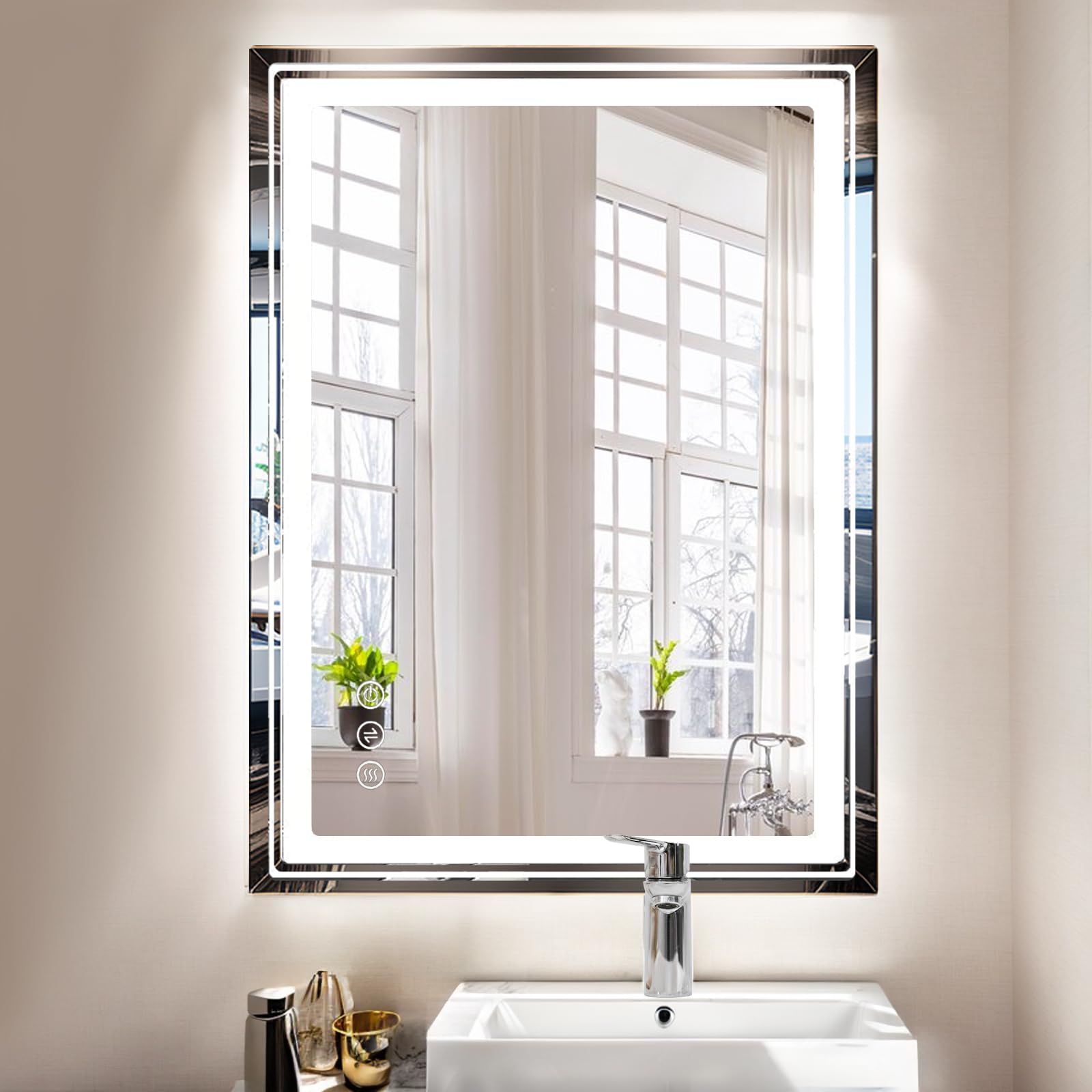 Amazon.com: SWISH WEAVERS Bathroom Mirror with Lights 36x28 Inch Anti ...