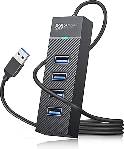 USB-hub, 4-poorts USB hub 3.0 met 100 cm kabel, latentievrije 5 Gbit/s ...