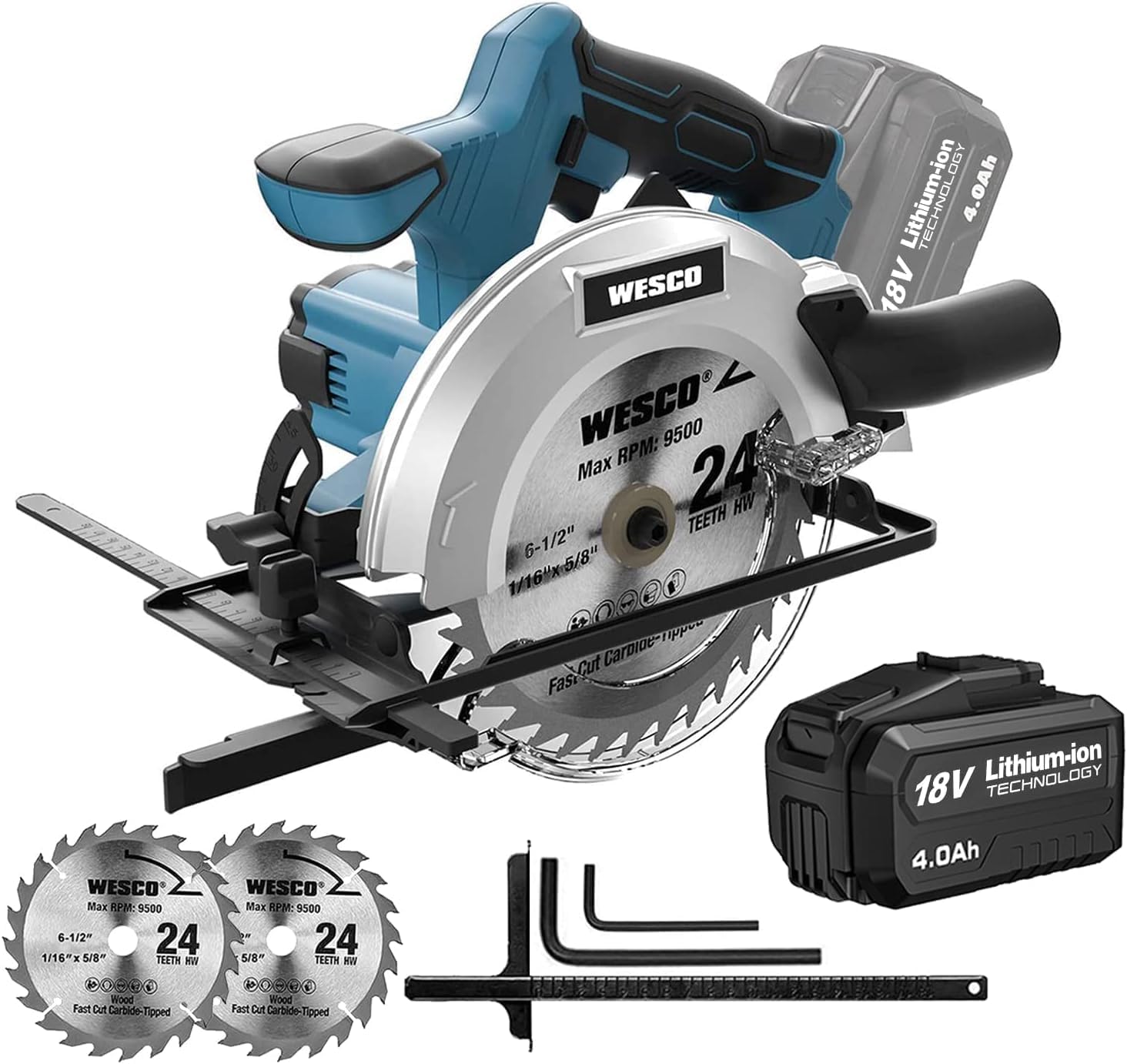 WESCO Handkreissäge Akku,Kreissäge Akku Handkreissäge 4000 U/min, 18V ...