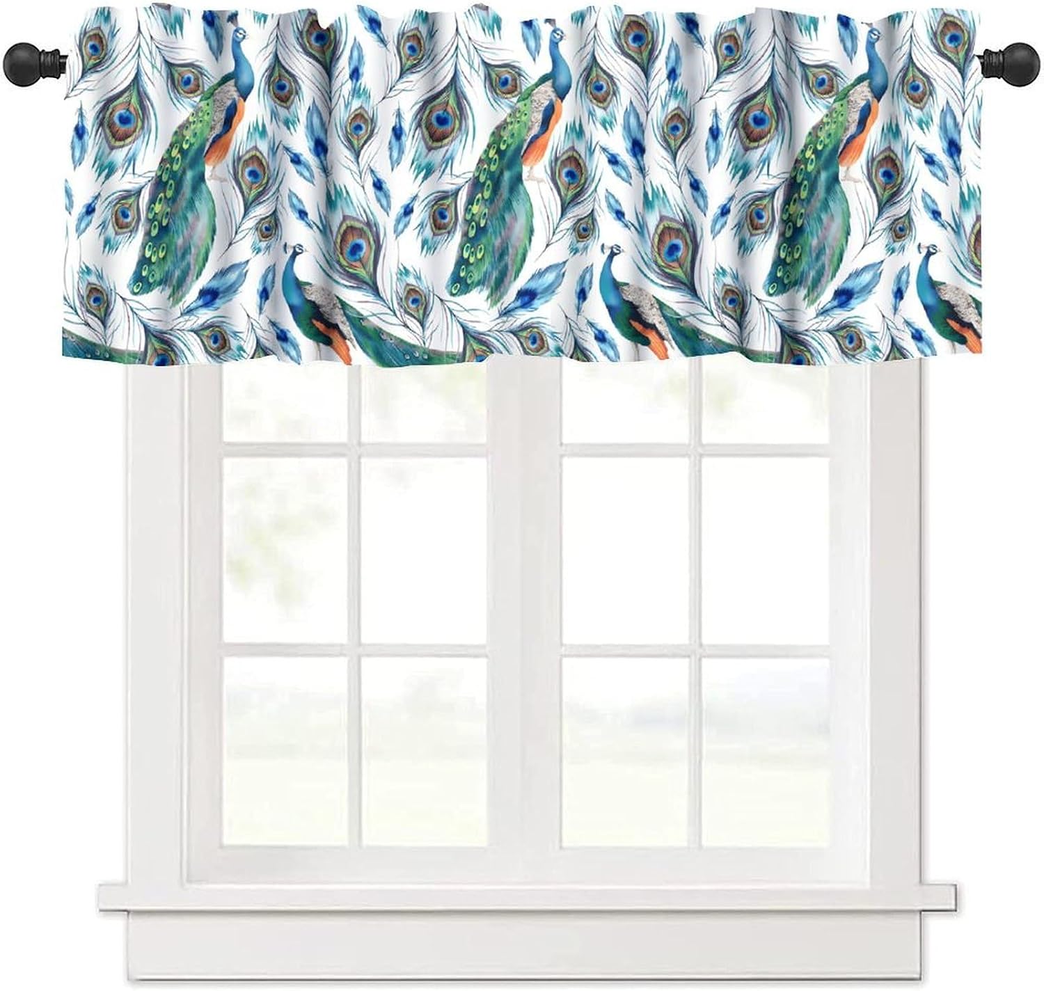 Amazon.com: Nsbul Peacock Feather Valance, Oriental Asian Teal Blue ...