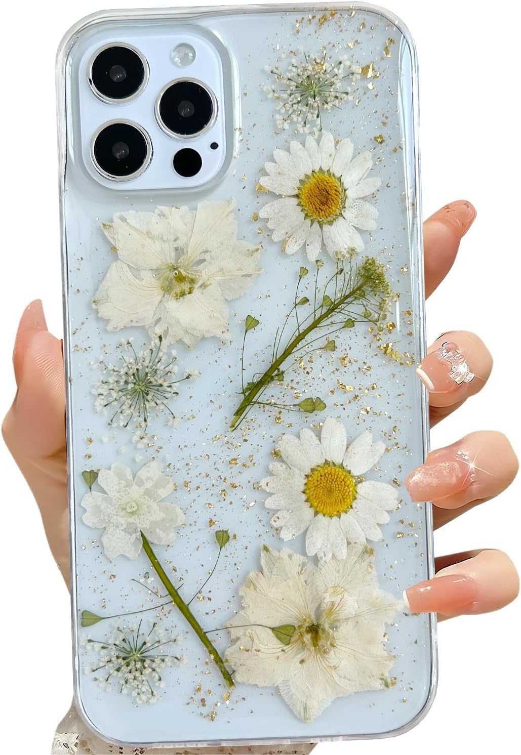 Amazon.com: LSEEKA for iPhone 12 Pro Max Clear Case with Pressed Real ...