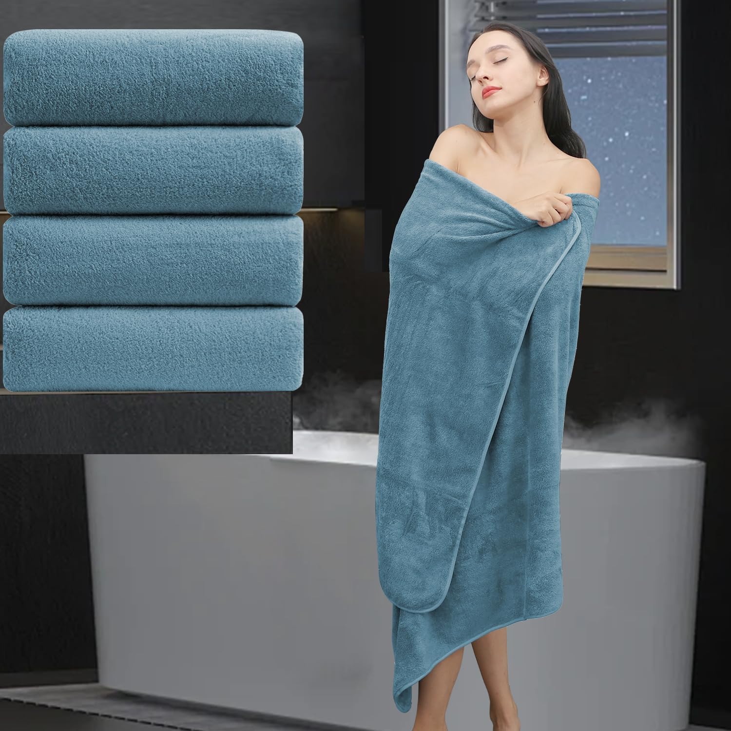 Amazon.com: MAGGEA Extra Large Bath Sheet 4 Piece (35"x70")-Ultra Soft ...