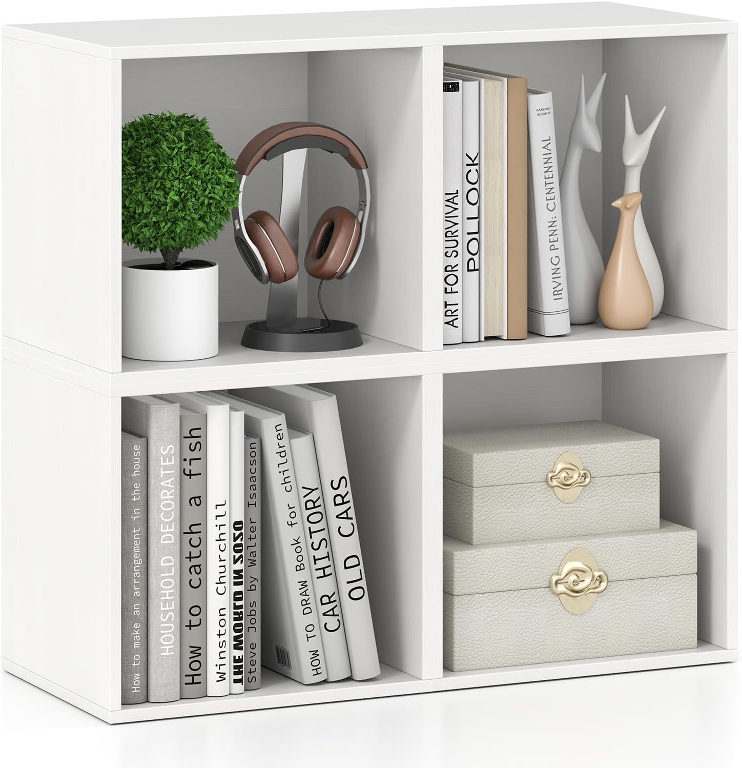 Amazon.com: Giantex 4-Cube Bookcase, Stackable White Cube Storage ...