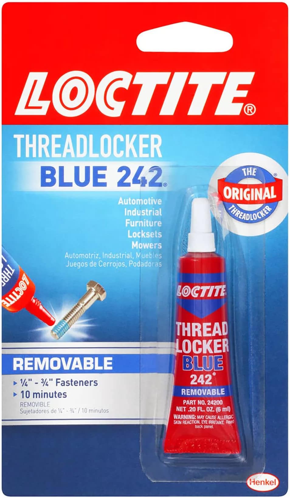 Loctite 242-50ml, Threadlocker, Blue, medium-strength, medium viscosity ...