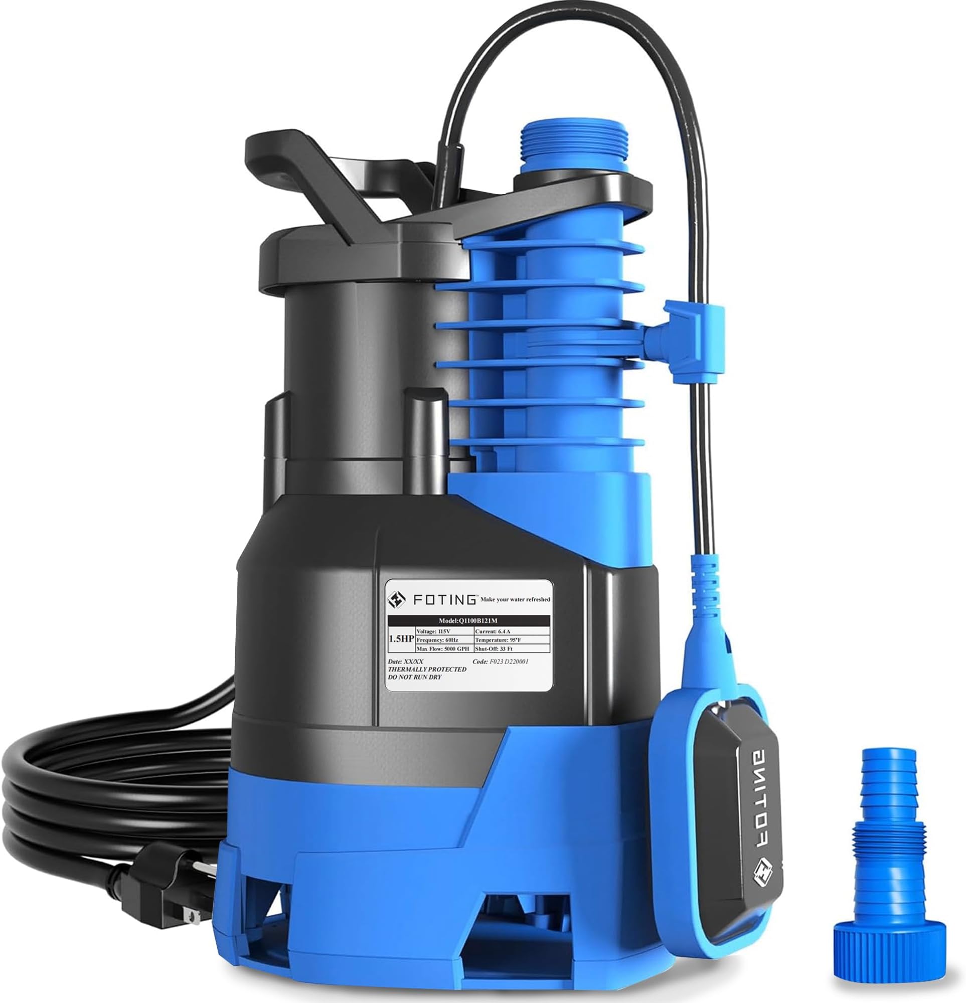 QIOMALA 1/2 HP Sump Pump Submersible, 2450GPH Sump Pump Utility Water ...