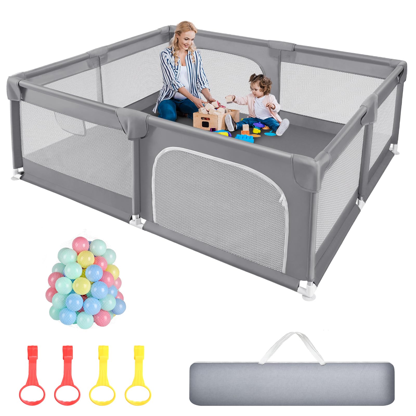 Amazon.com : Sour Lemon Baby Playpen 79x71 inch Extra Large Playpen for ...