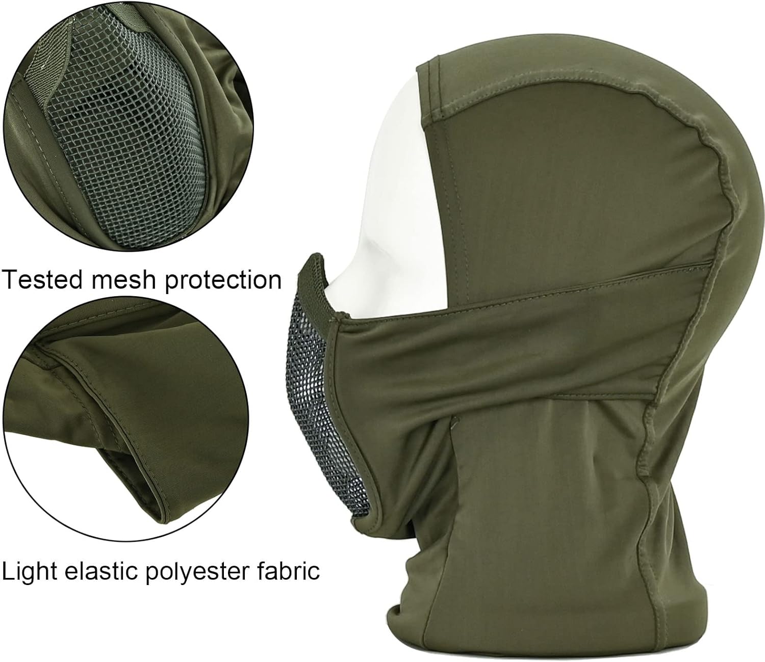 tactifans Airsoft Balaclava Mesh Mask Ninja Style with Full Face Mouth ...