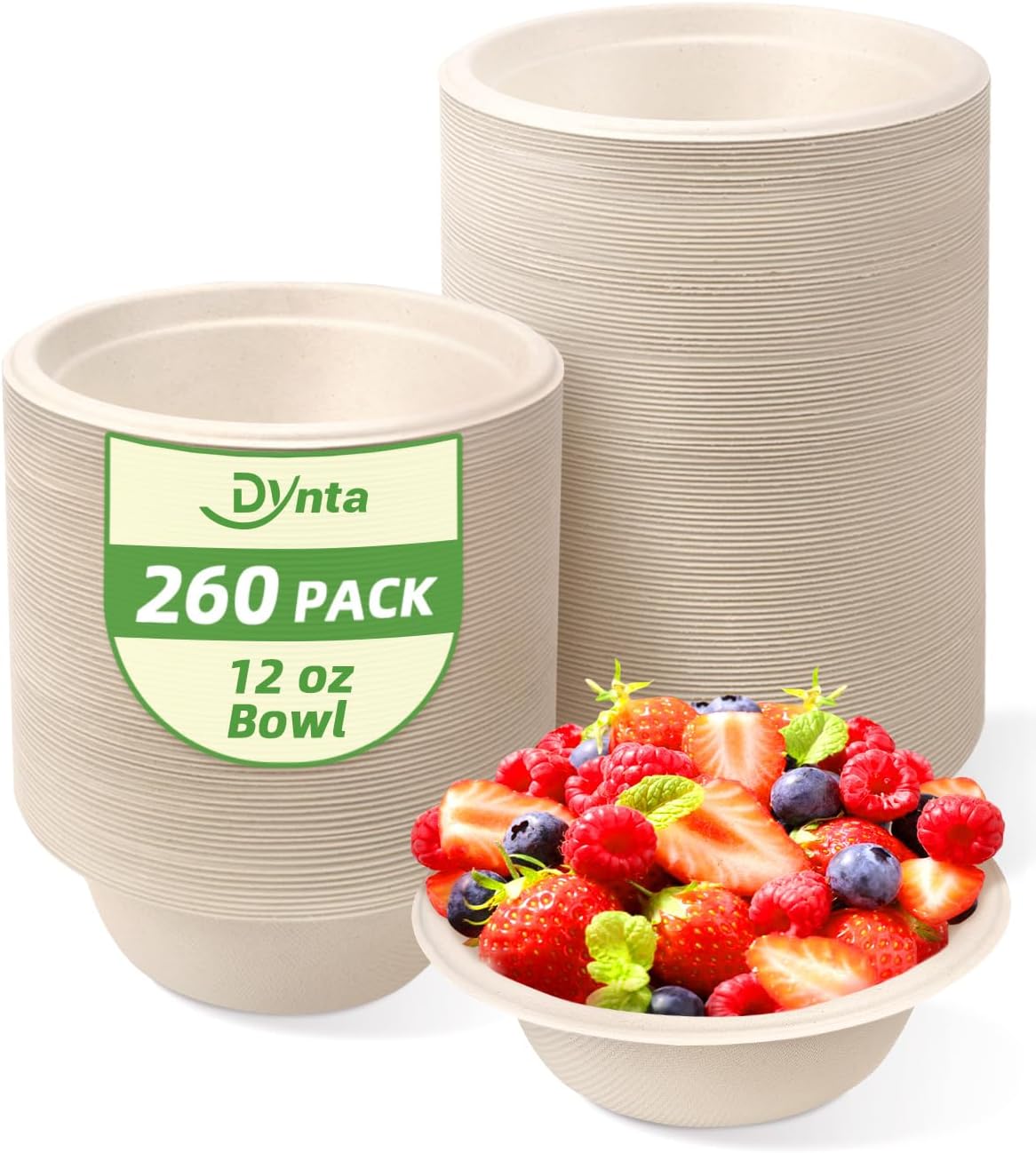 Amazon.com: Dynta Paper Bowls 260 Pcs 12oz Compostable, Eco-Friendly ...