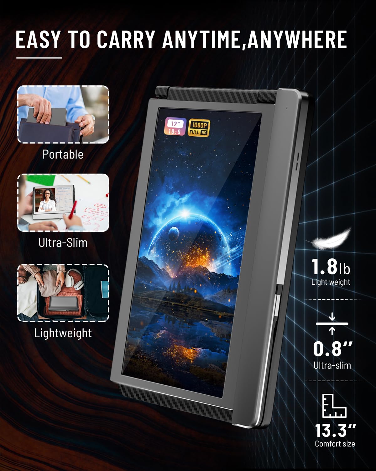 Laptop Screen Extender, Portable Monitor for Laptop, 1080P Full HD IPS ...