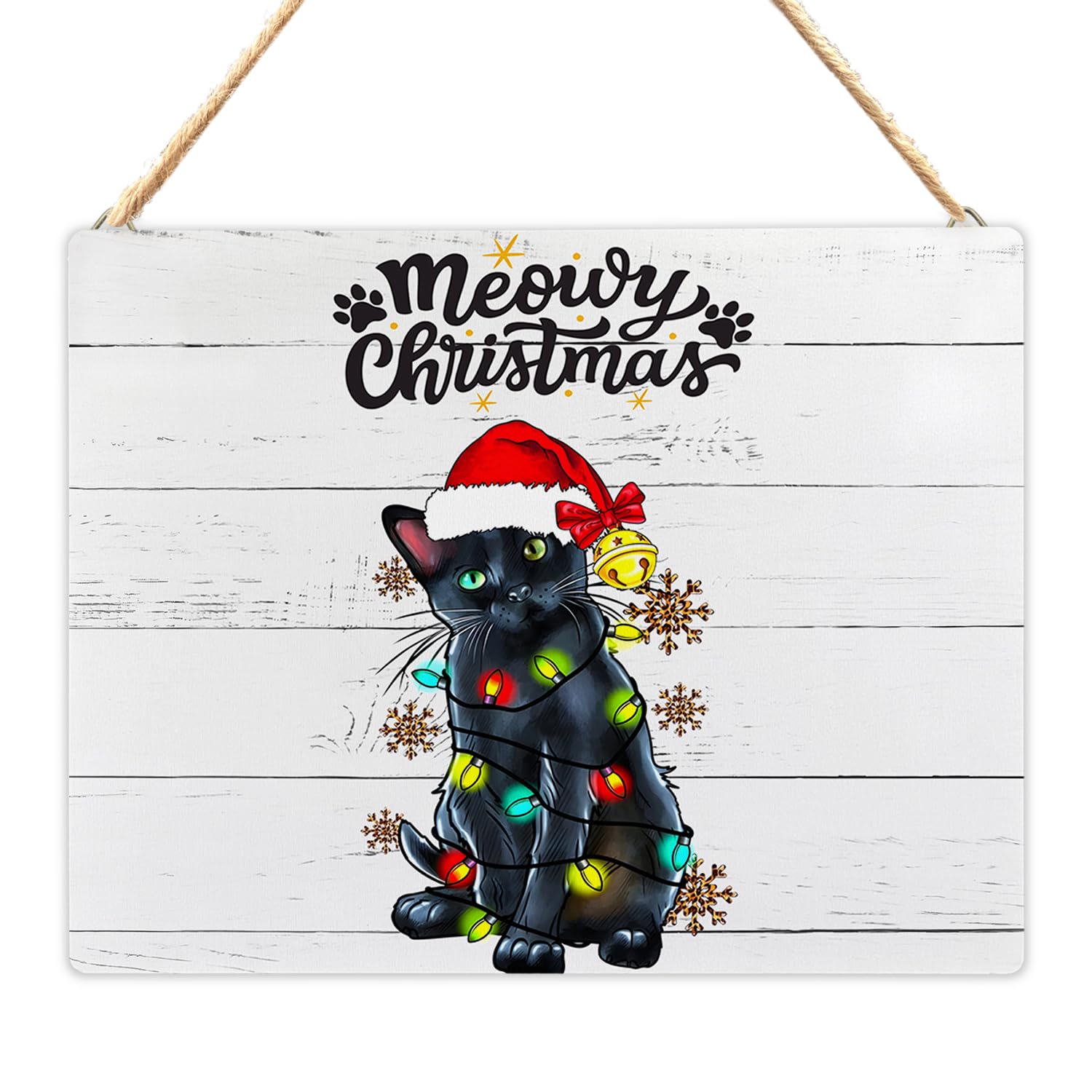 Amazon.com: RYYCDOI Cat Christmas Decorations, Meowy Christmas Black ...
