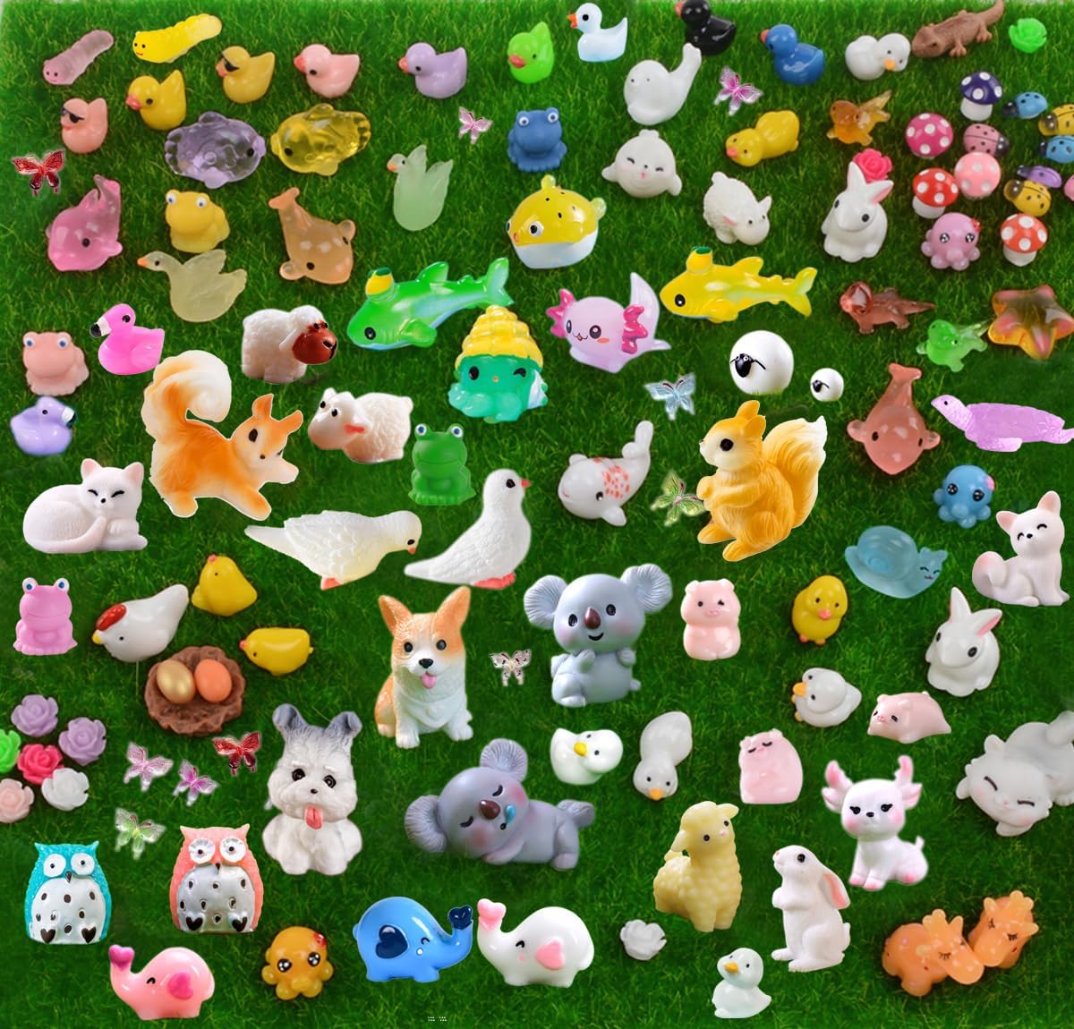 Amazon.com: U-Zimikee 150 Pcs Miniature Animals Figurines, Mini Resin ...