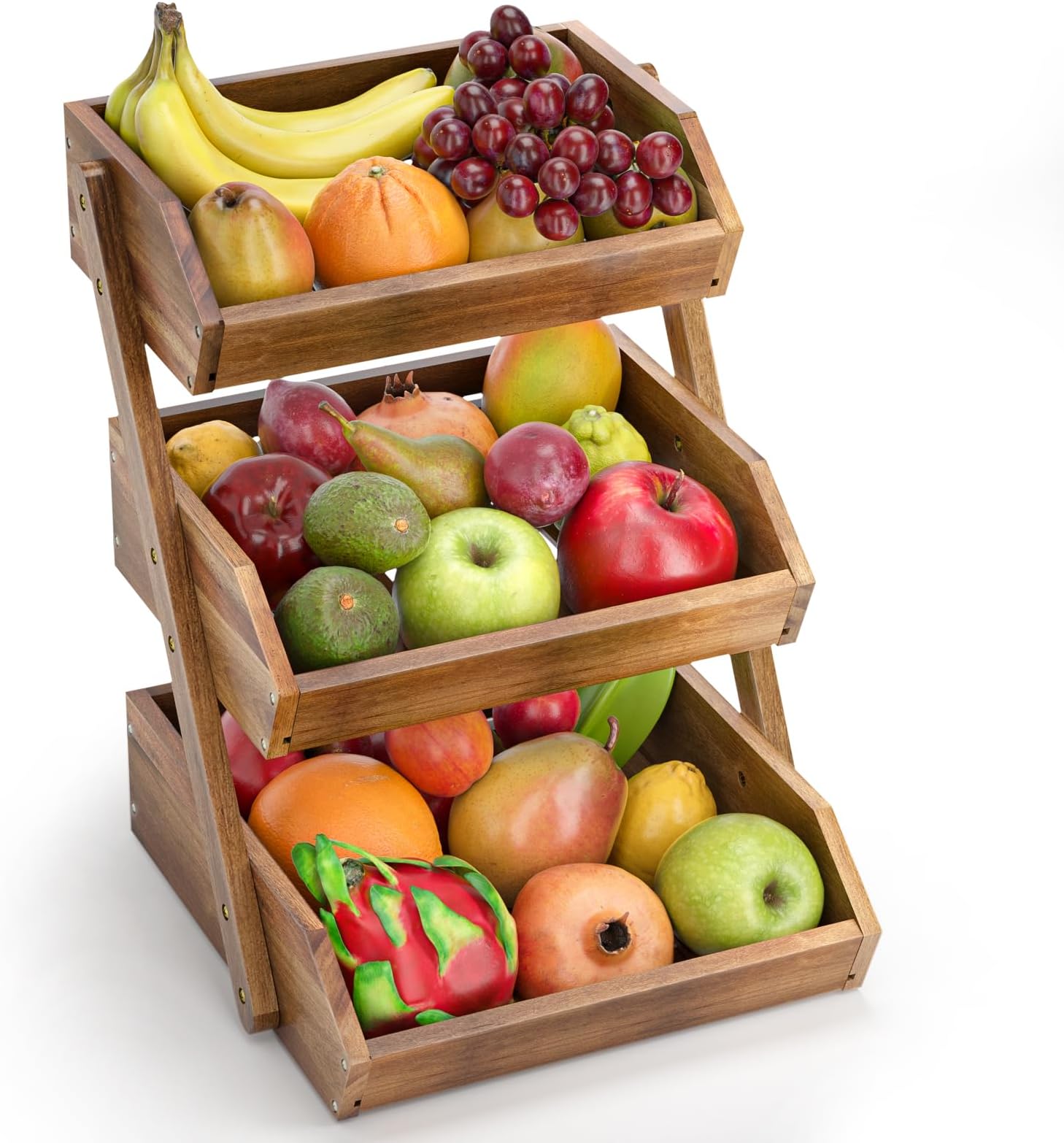 Amazon.com: G.a HOMEFAVOR Fruit Basket: 3-Tier Acacia Wood Fruit Bowl ...