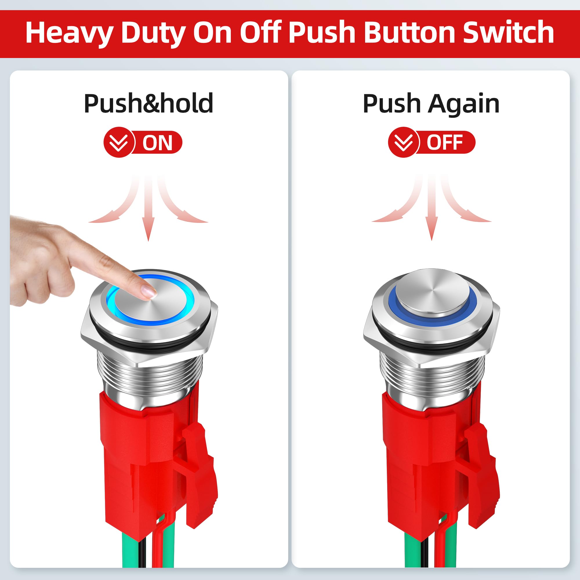 Snapklik.com : 12V Latching Push Button Switch 20A Heavy Duty DC 12 ...