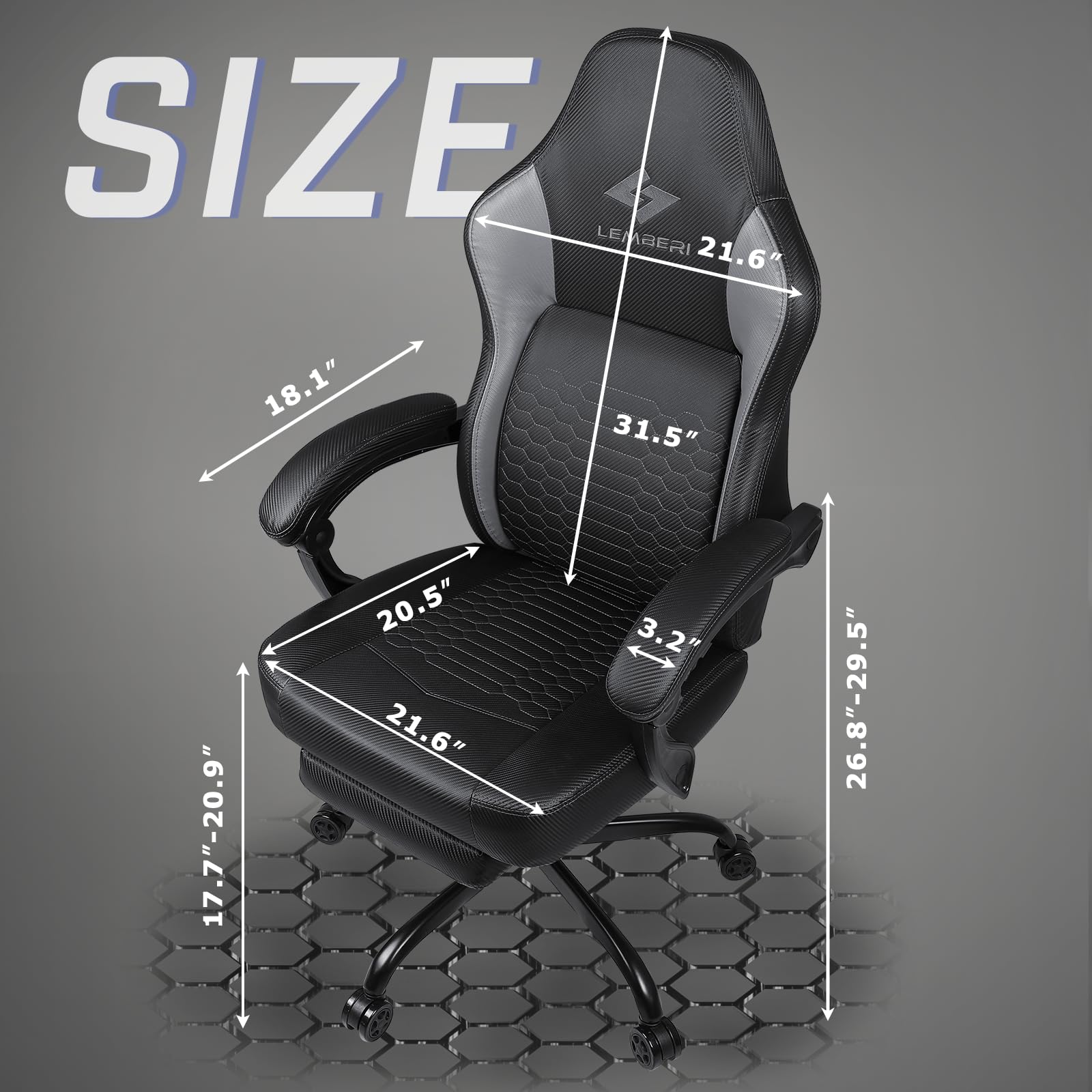 LEMBERI Big and Tall Gaming Chair 400lb Weight Capacity,Gamer Chairs ...