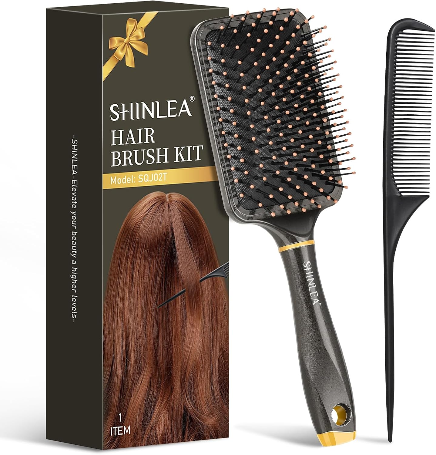 SHINLEA Large Paddle Hairbrush and Tail Comb Set, Detanging Hair Brush ...