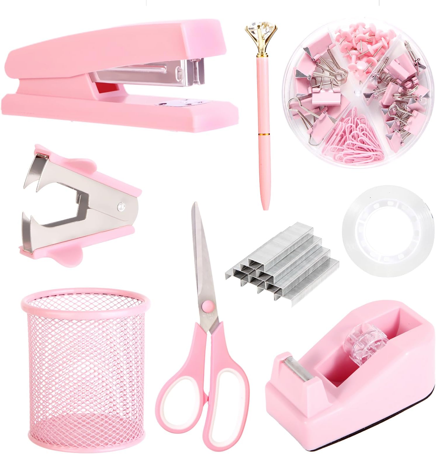 Amazon.com : Lincia 10 Pcs Pink Desk Accessories Office Supplies ...