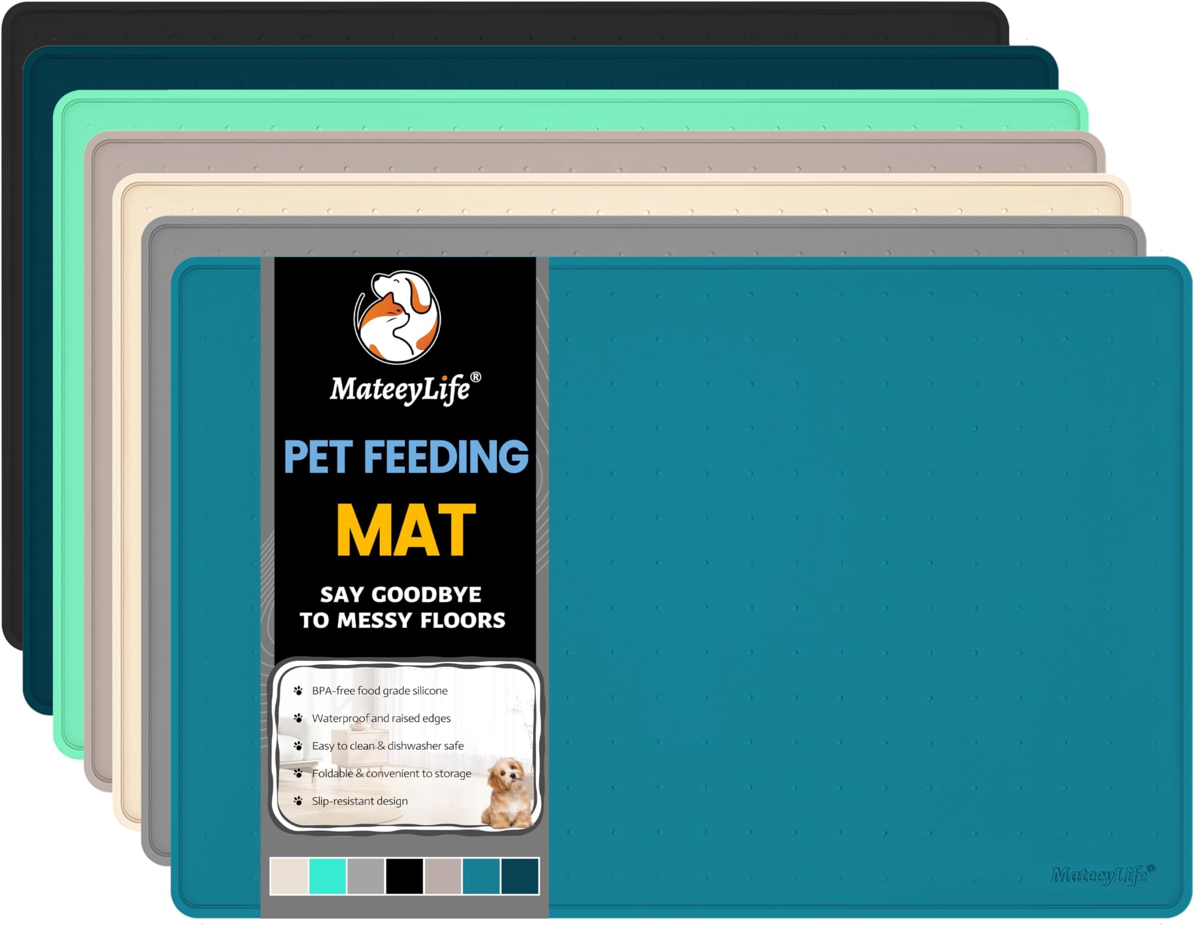 Amazon.com: PetHappily Dog Food Mat - Raised Edges Dog Mat for Food and ...