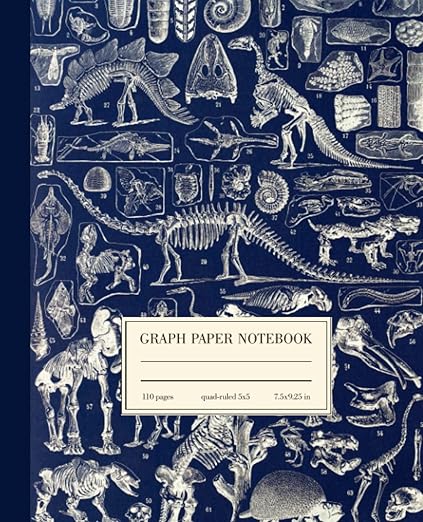 Amazon.com: Graph Paper Notebook Quad Ruled 5x5: Dinosaur Fossils Vintage Science Illustration ...
