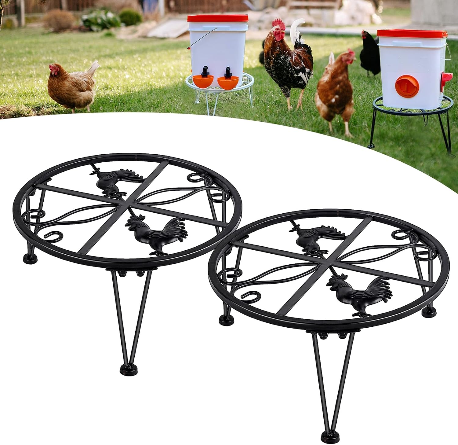 Amazon.com: KONIDUN 2-Pack Metal Stand for Chicken Feeder Waterer ...