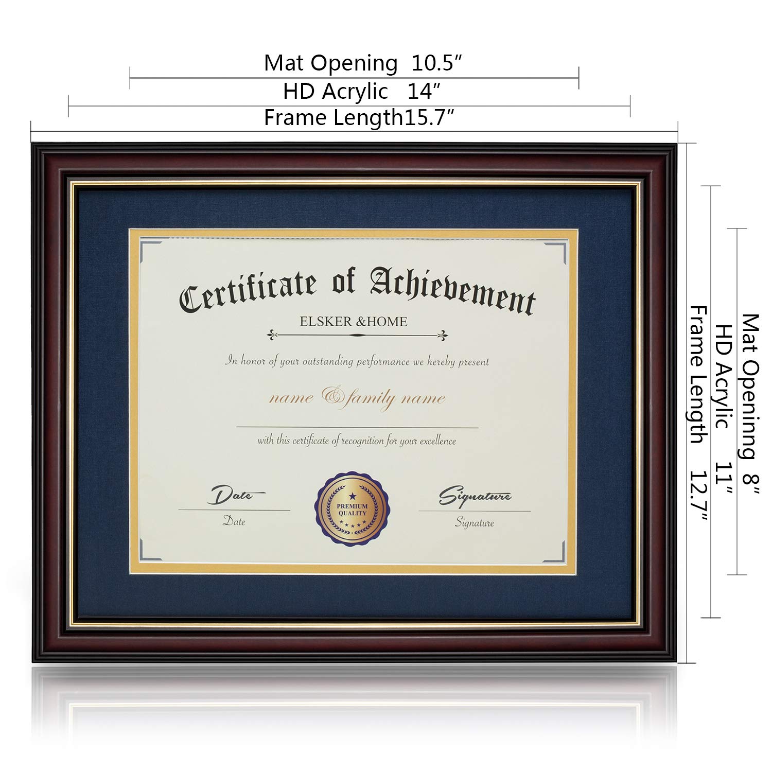 ELSKER&HOME 8.5x11 Document Frame - Matte Reddish Brown Wood Color ...