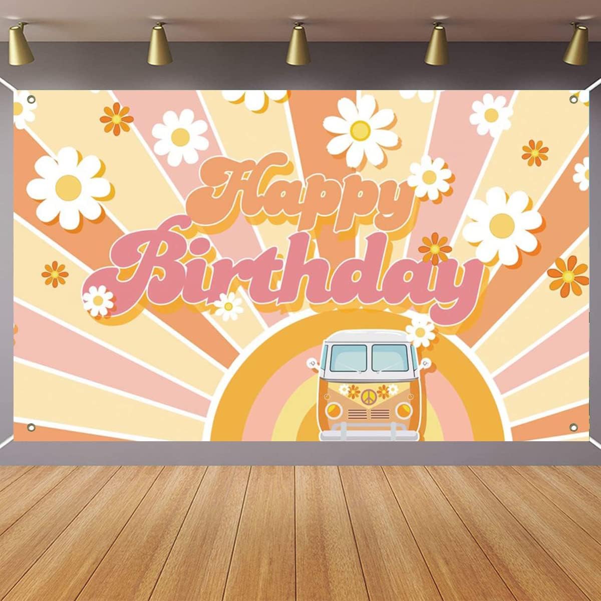 Amazon.com : Groovy Retro Hippie Boho Girl Happy Birthday Party ...