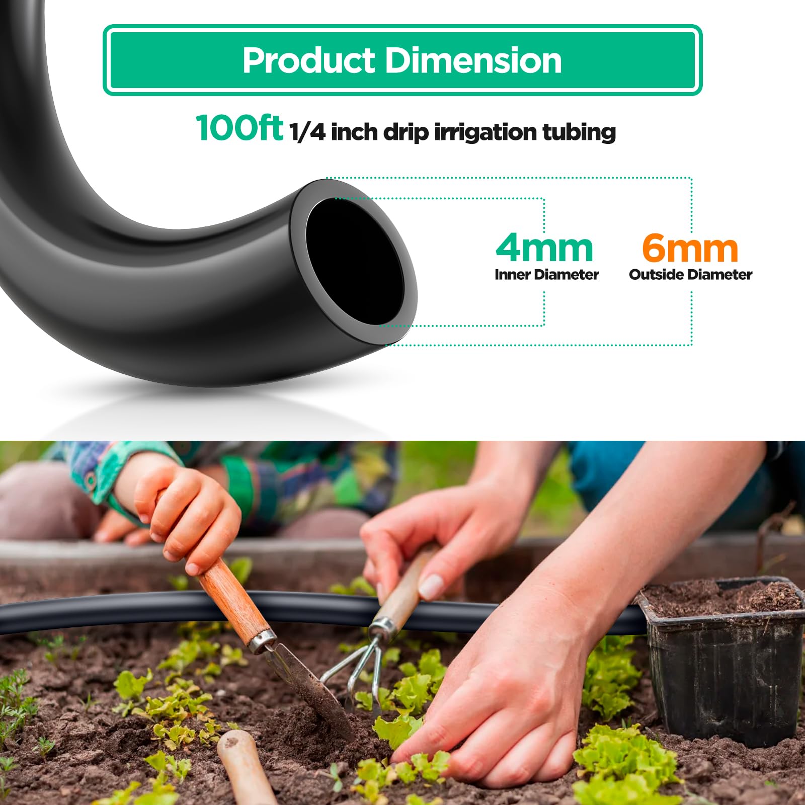 Snapklik.com : IPOW 100ft 1/4 Inch Drip Irrigation Tubing