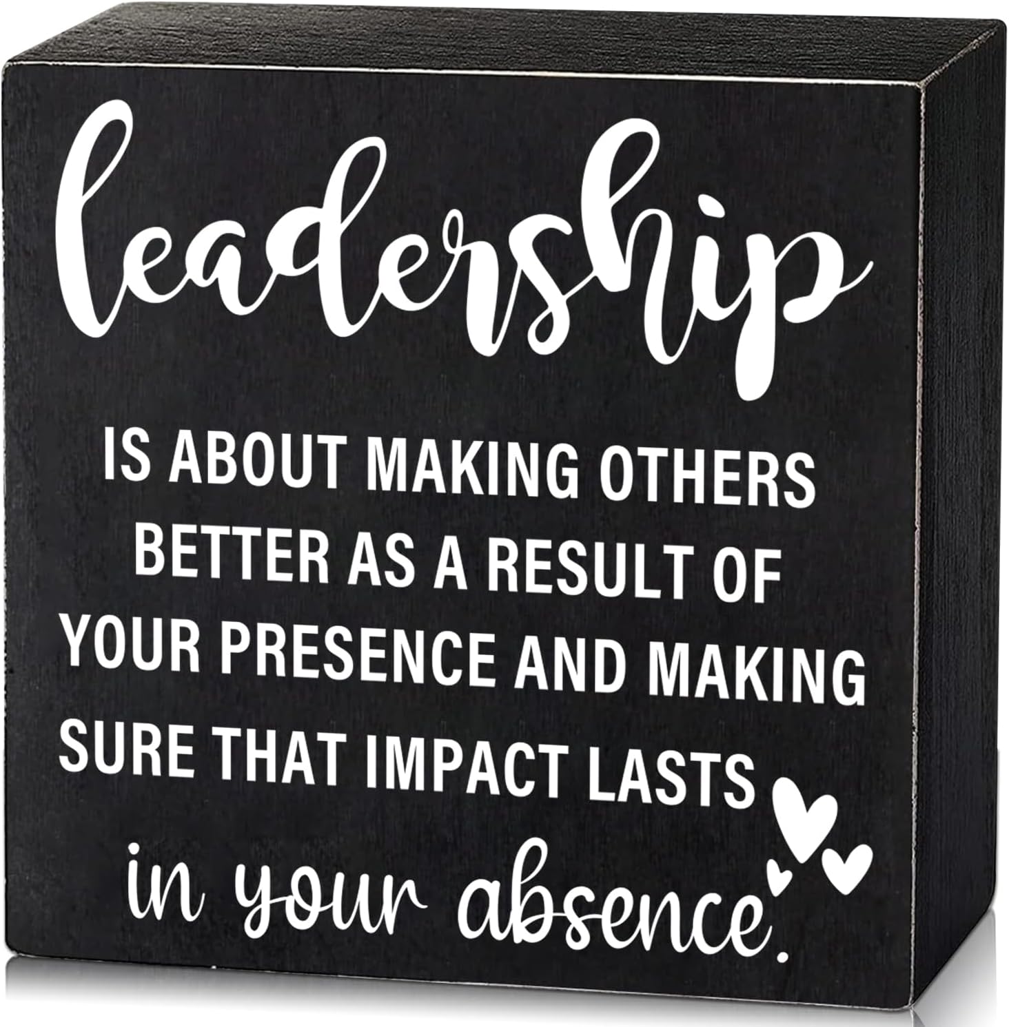 Amazon.com: PZJIEAN 6"x6" Leadership Black Wooden Square Box Sign ...