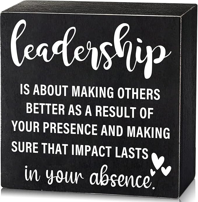 Amazon.com: PZJIEAN 6"x6" Leadership Black Wooden Square Box Sign ...