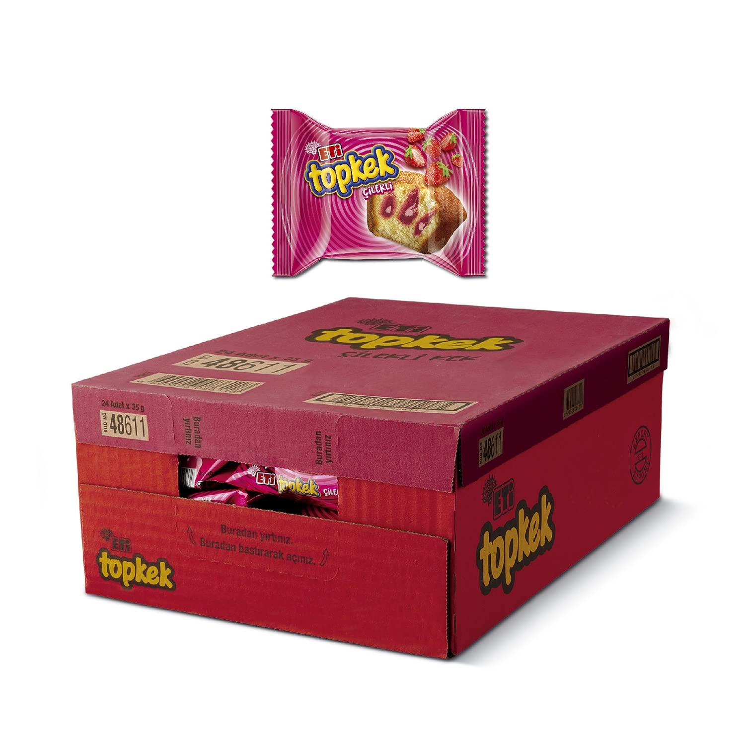 Eti Topkek Çilekli Kek 40 g x 24 Adet : Amazon.com.tr: Gıda Ürünleri