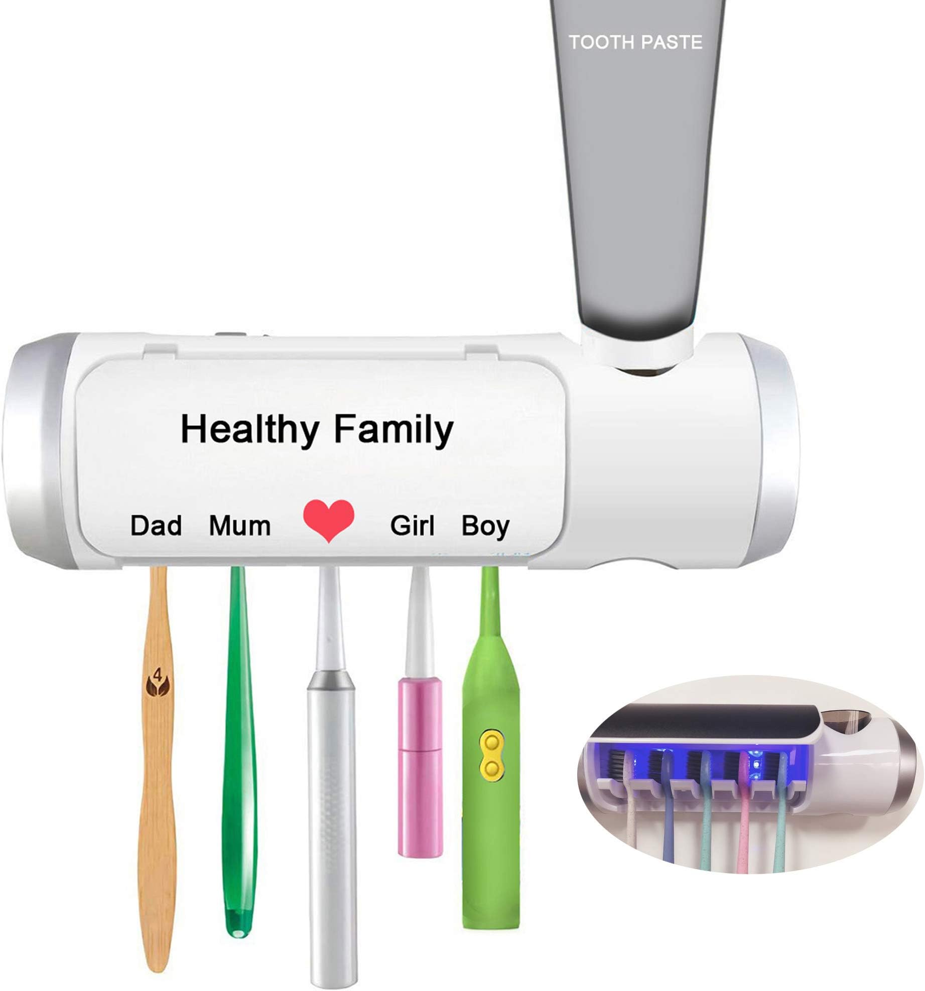 Amazon.com: SEWROM UVC Sanitizer Toothbrush Holder, Toothbrush Wall ...