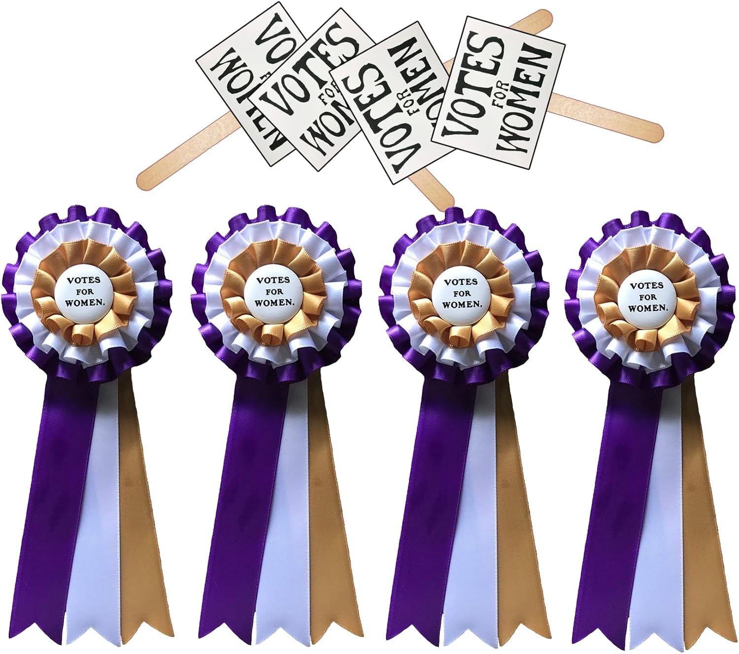 Amazon.com: RosieCentral Bulk 4-Pack Suffrage Suffragette Rosettes ...