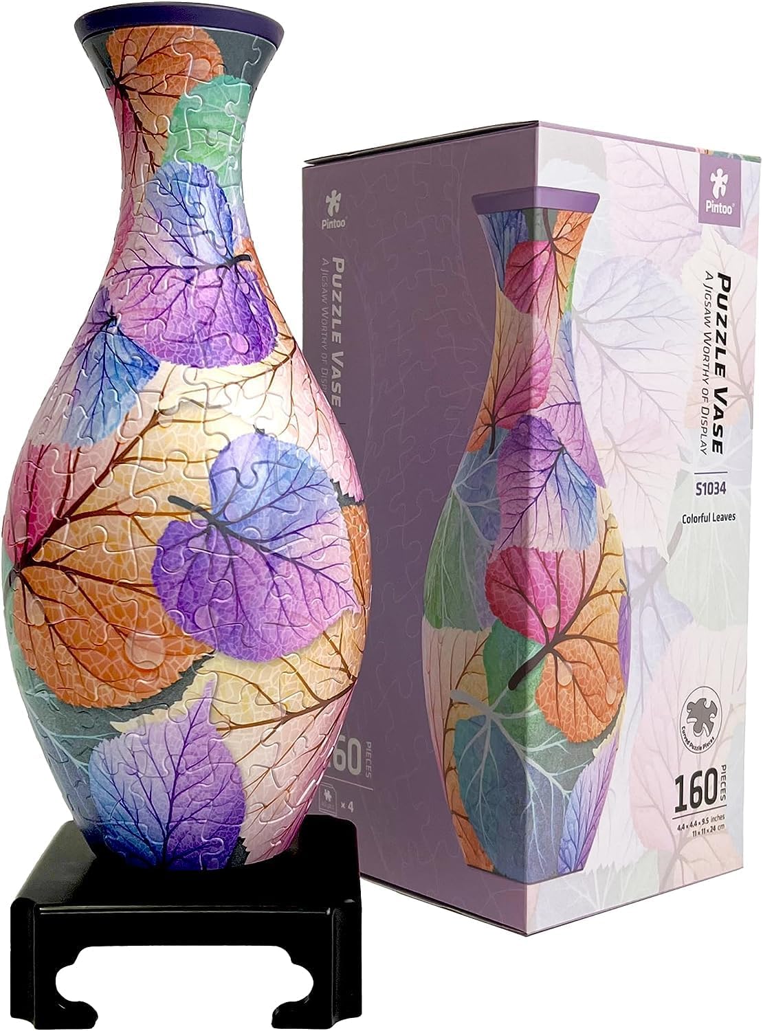 Pintoo 3D Puzzle for Adults 160 Piece Flower Vase - Colorful Leaves ...