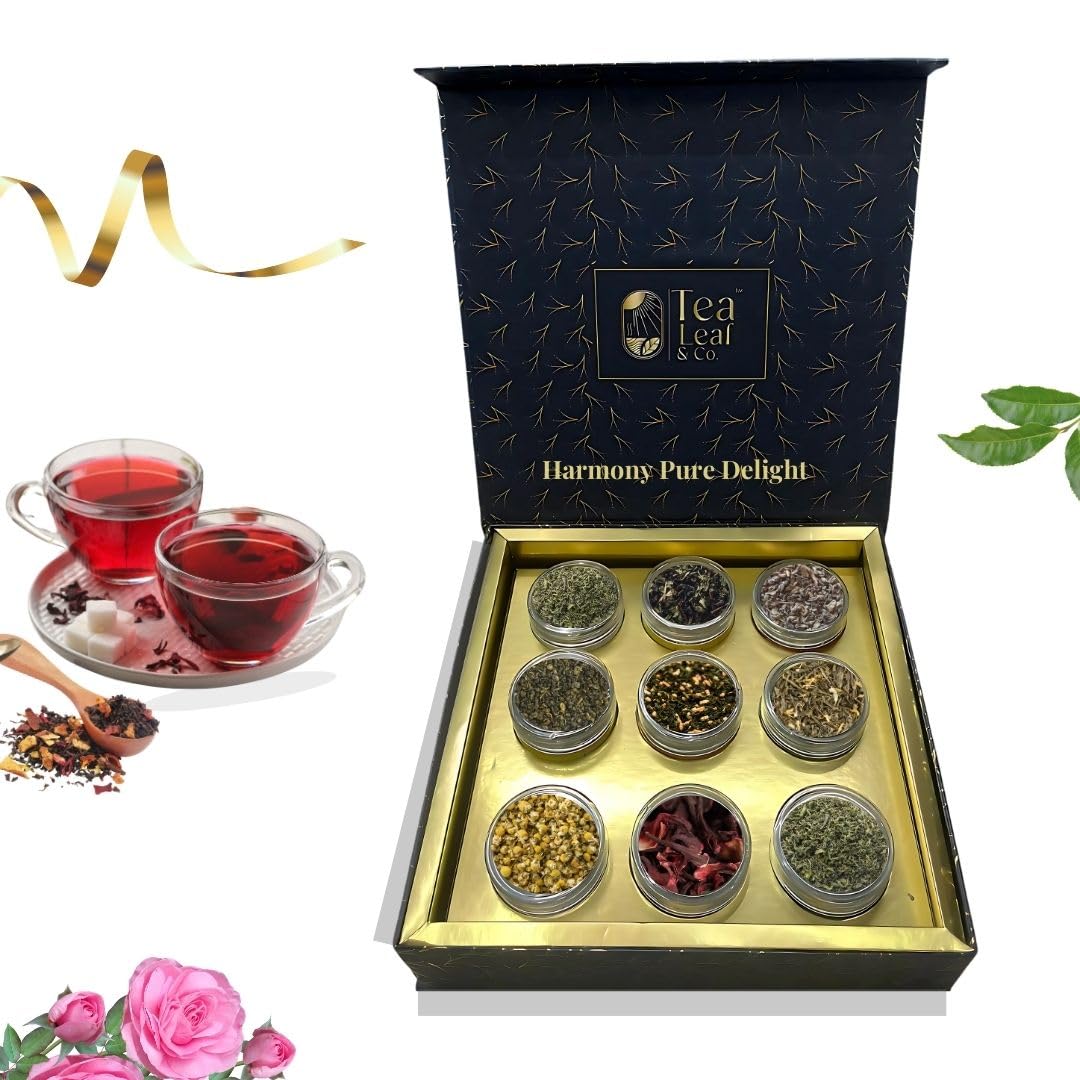 Amazon.com : Tea Leaf & Co. Harmony Pure Delight 9 Pack Combo Box for Gifting (Classic, Tulsi ...