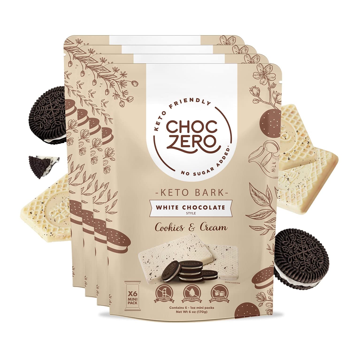 Amazon.com: ChocZero's Keto Cookies & Cream Candy Bar - White Chocolate ...