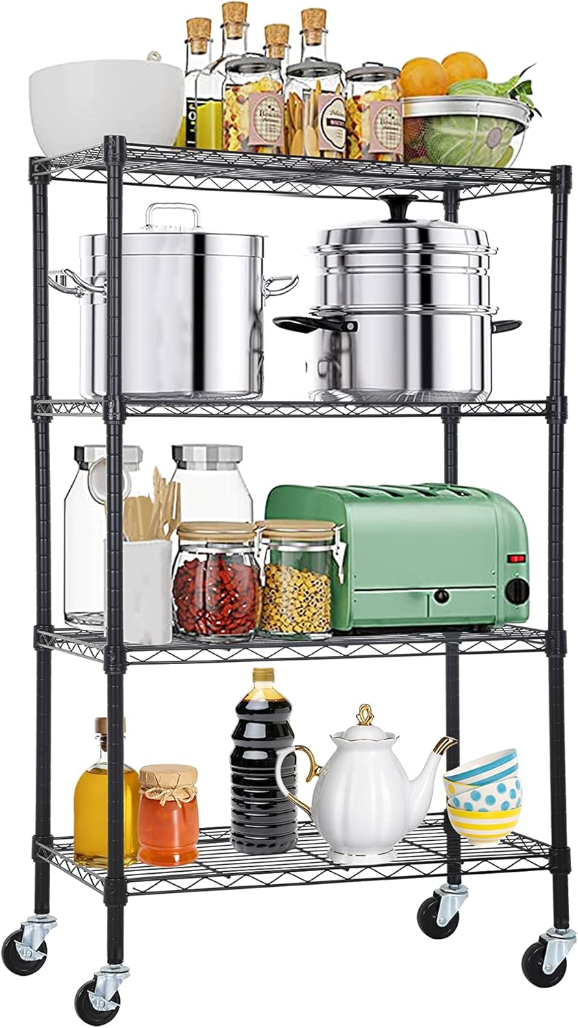 Amazon.com: 4-Tier Metal Wire Shelving Unit Kitchen Shelf Organizer ...