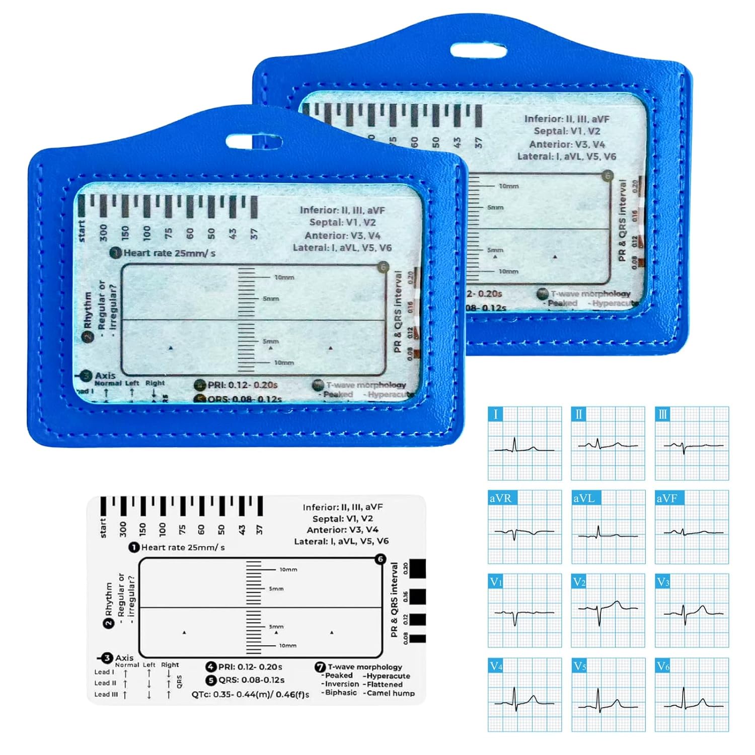 Amazon.com: 2PCS ECG 7-Step Ruler, Transparent Portable ECG/EKG ...