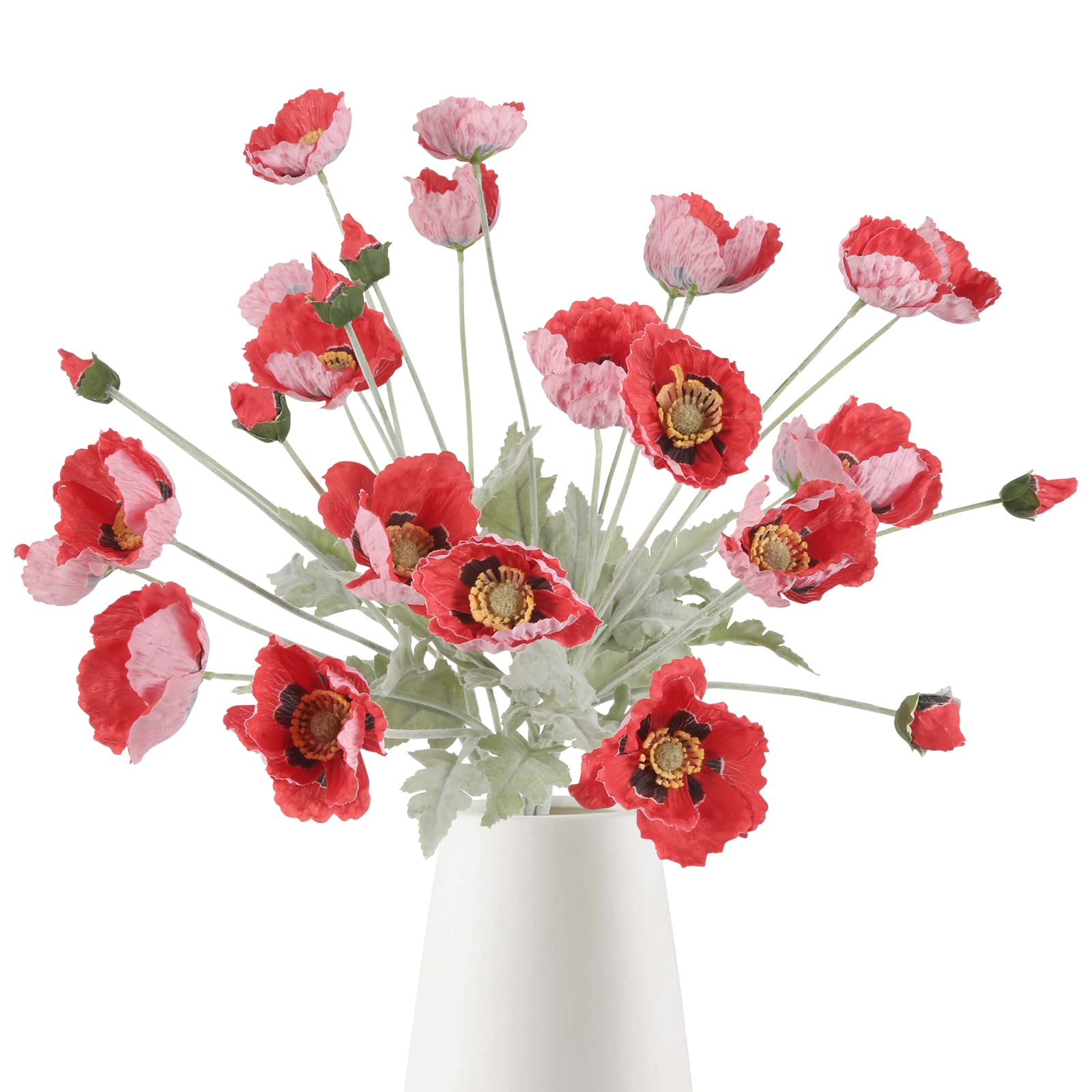 Amazon.com: IPOPU Red Poppy Flowers Artificial 6pcs Real Touch ...