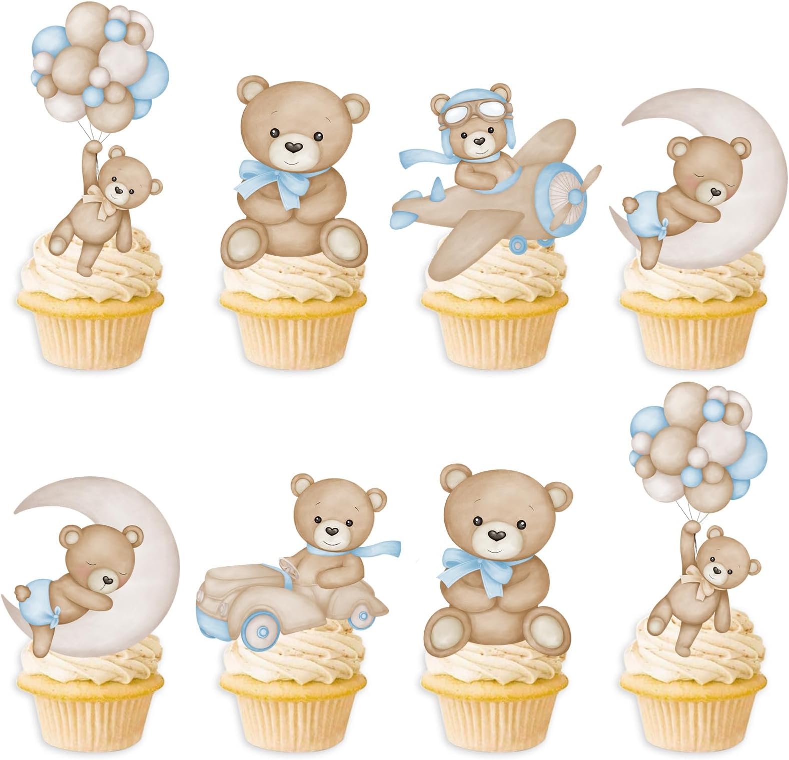 Amazon.com: Arthsdite 24Pcs We Can Bearly Wait Cupcake Toppers Balloon ...
