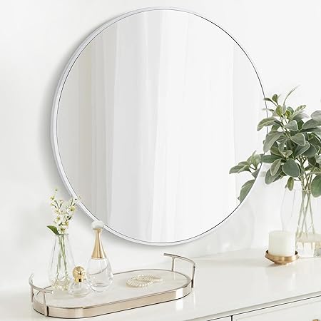 Amazon.com: CULER Round White Bathroom 30 Inch Mirror,Circle Wall ...