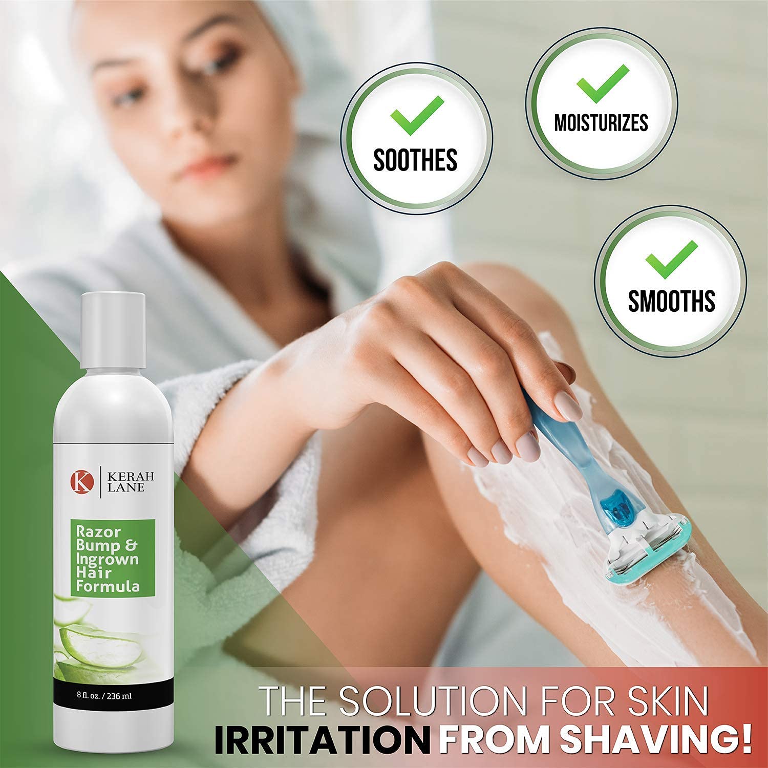 Kerah Lane Razor Bump & Ingrown Hair Formula for Women, Men - Natural ...