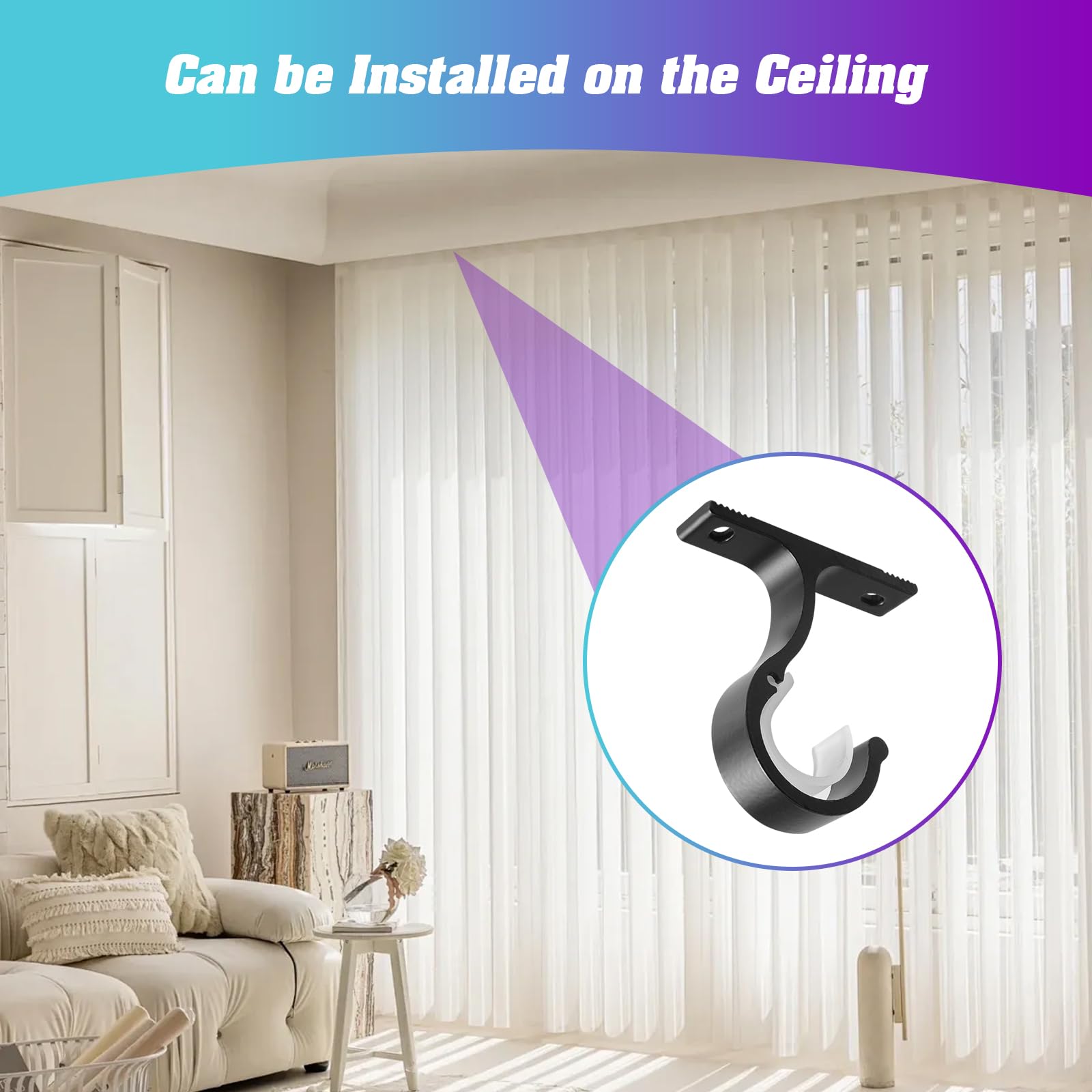 Snapklik.com : Anndason Ceiling Mount & Wall Installation Curtain Rod ...
