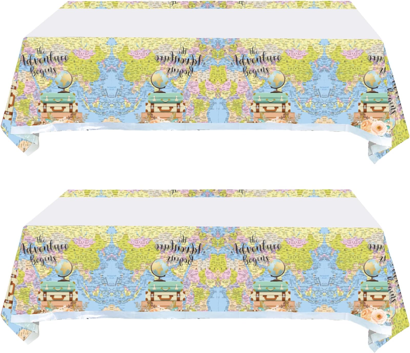 Amazon.com: Hafangry World Map Tablecloth Adventure World Awaits Party ...