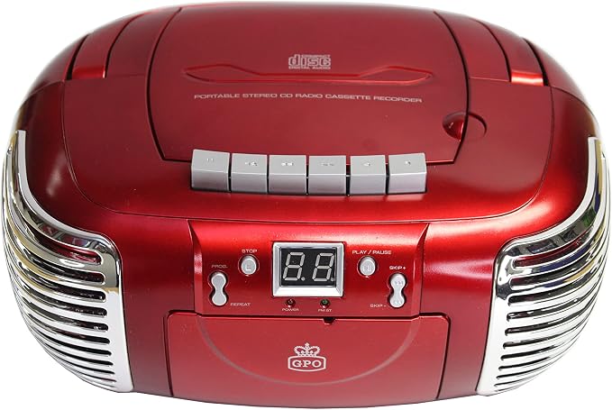 GPO PCD299 Portable Retro Boombox CD Player, Radio and Cassette Player ...