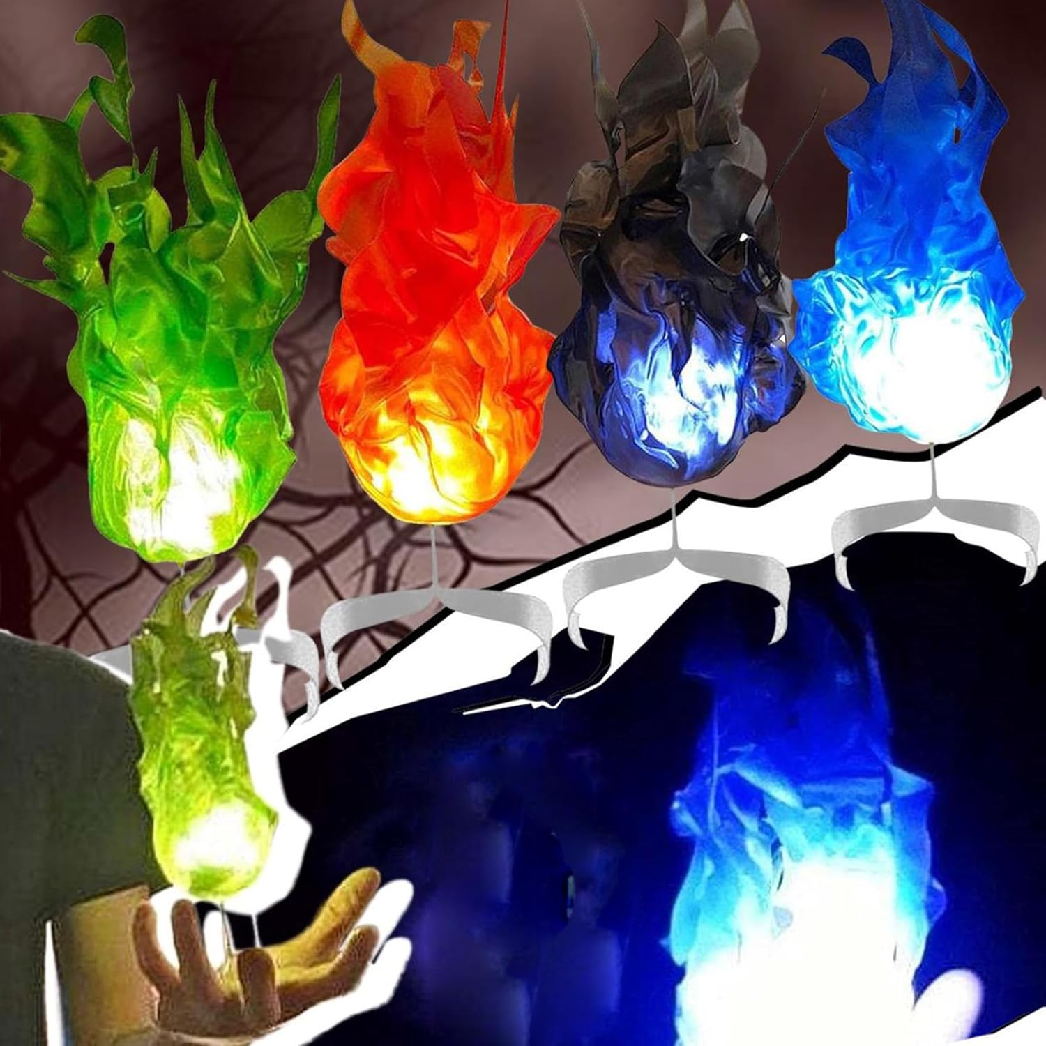 BLOWEST Halloween Floating Fire, Creative Flame Lamp Prop, Artificial ...