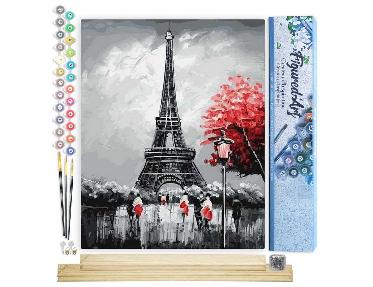 Figured'Art Malen Nach Zahlen Erwachsene Mit Rahmen Paris Eiffelturm - Paint by Numbers Basteln ...