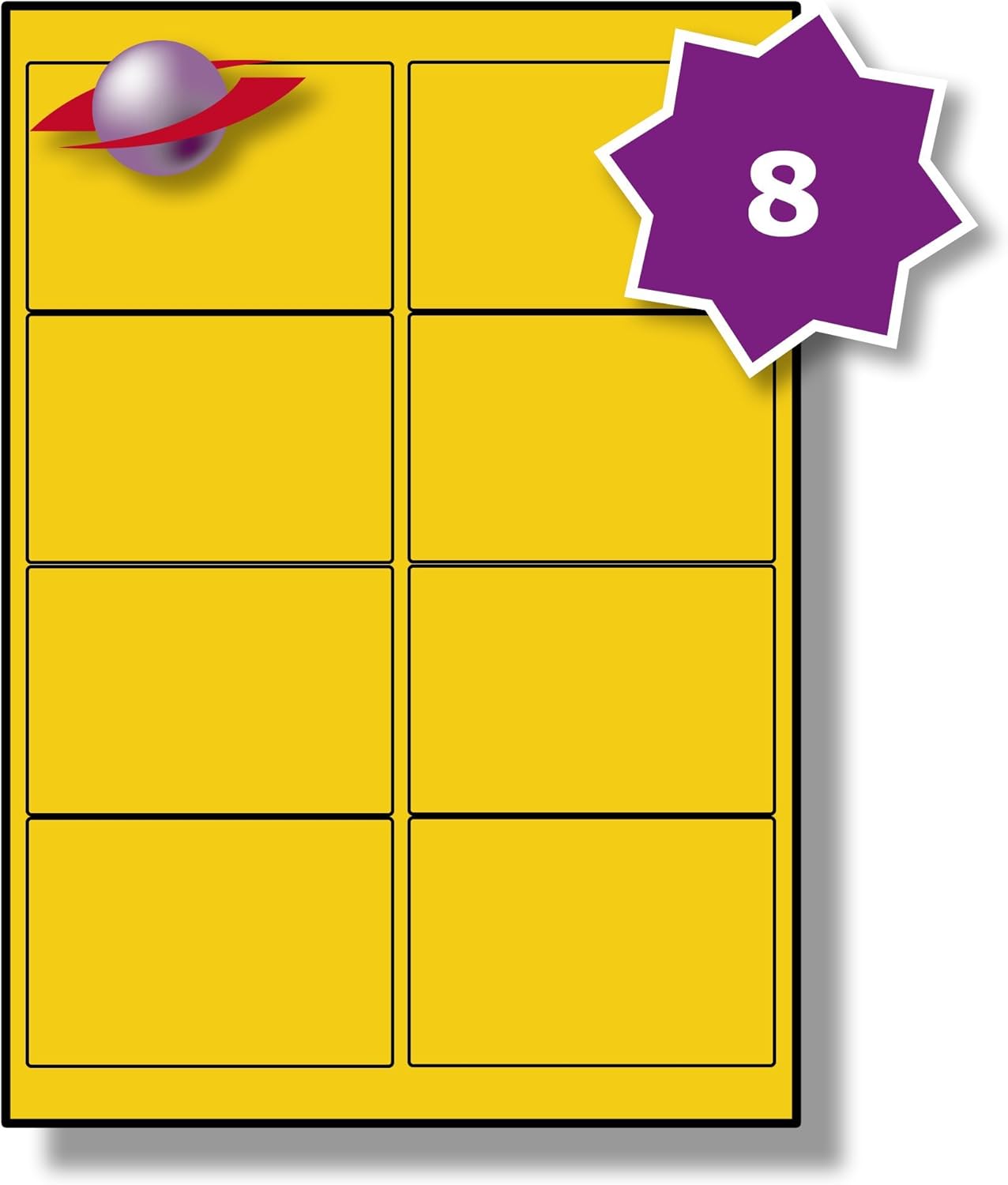 Label Planet® 8 Per Page/Sheet, 10 Sheets (80 Sticky Yellow Labels ...