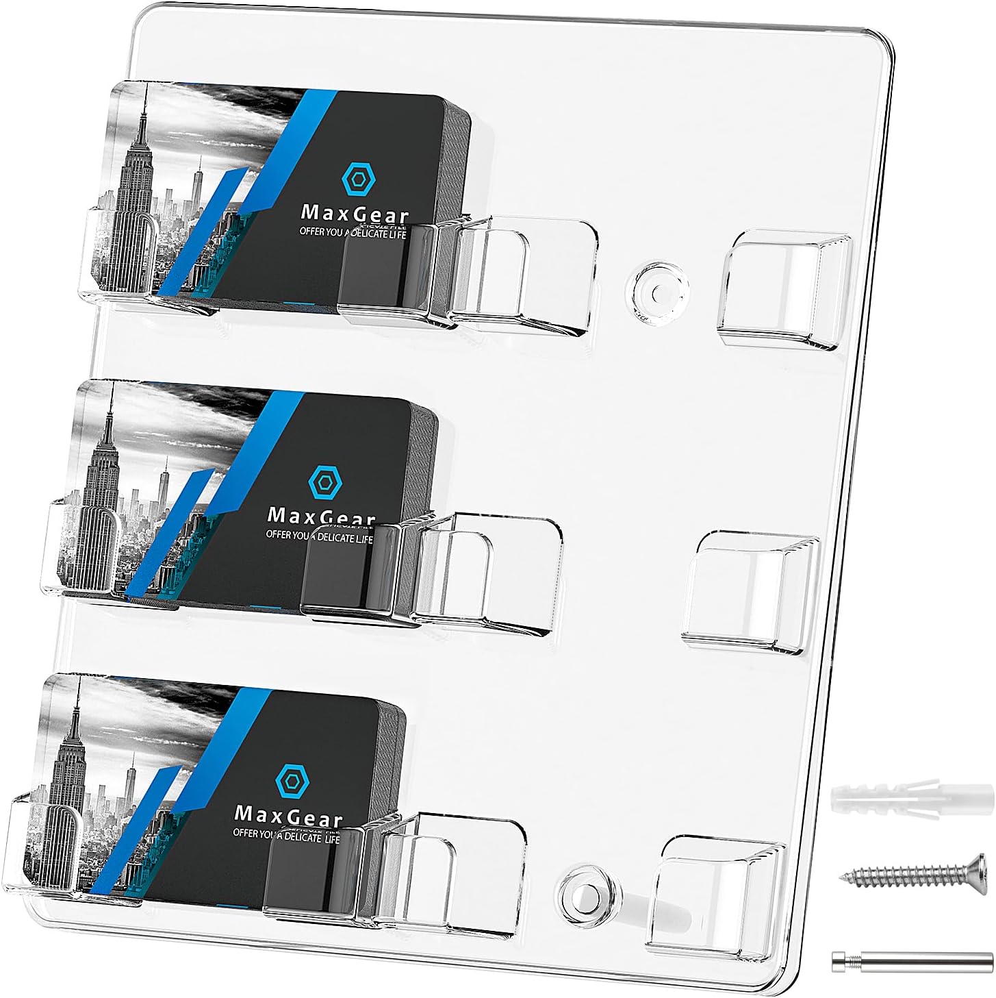 MaxGear Acrylic Business Card Holder Wall Mount, Business Card Rack ...