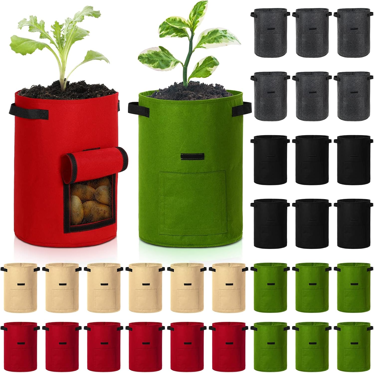 Amazon.com : 30 Pack 10 Gallon Potato Grow Bags with Flap Garden ...