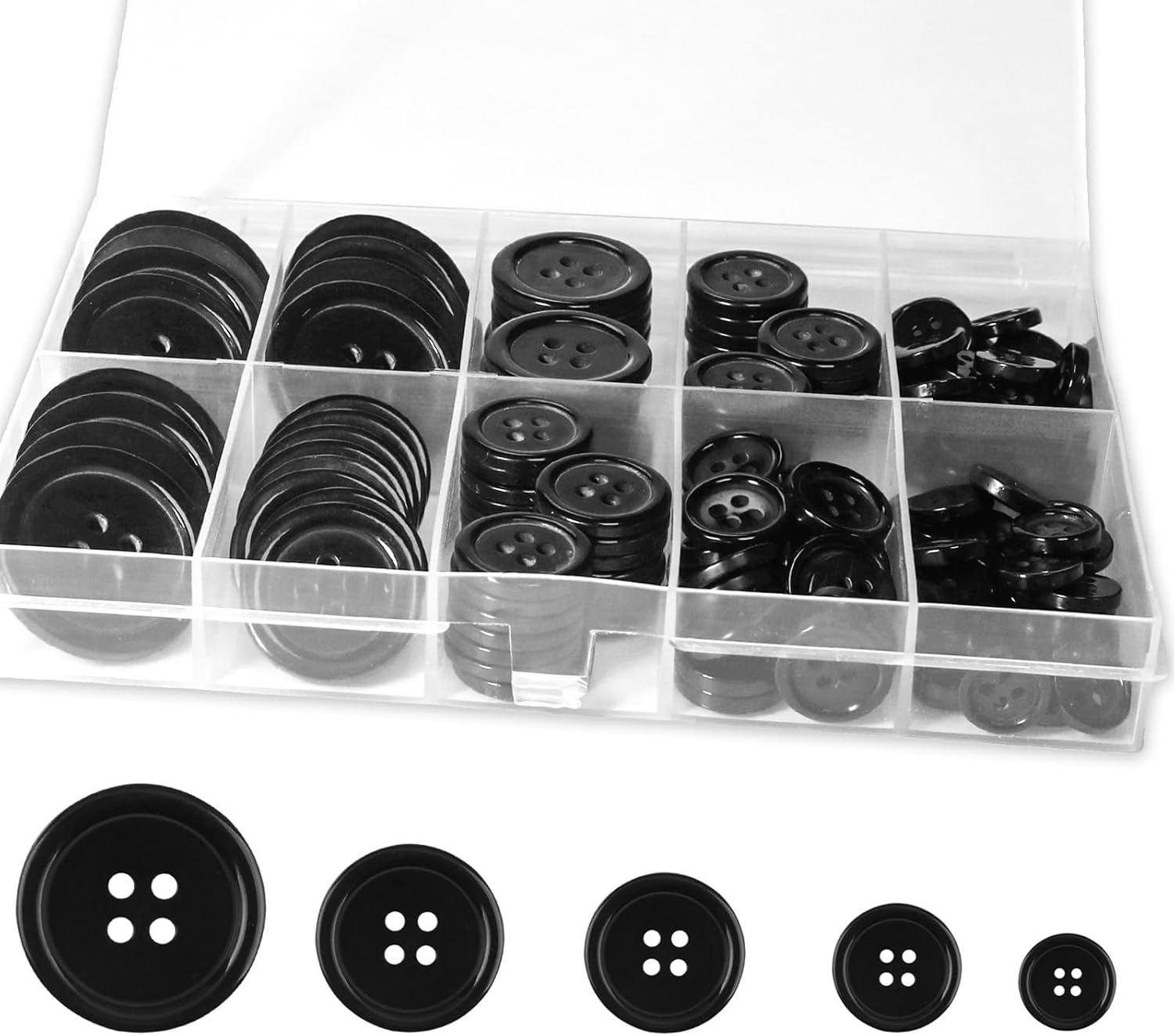 Amazon.com: Haikole Black Buttons,Buttons for Crafts,100Pcs Assorted ...