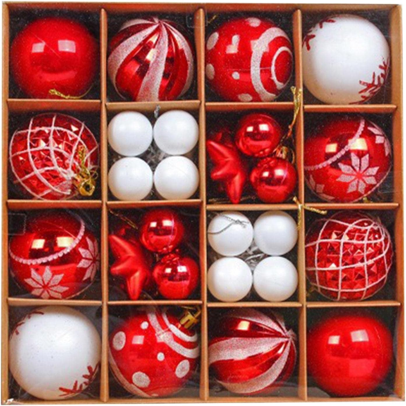 Amazon.com: Red and White Balls Set - Red and White Ornaments Balls ...